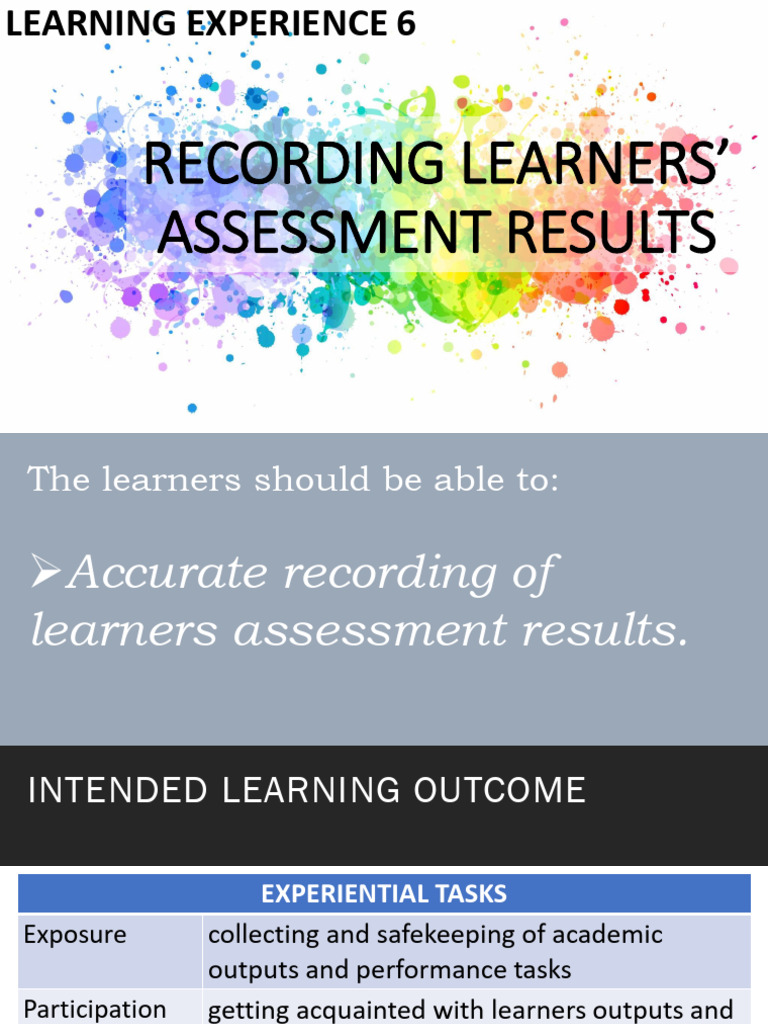 Le 6 Recording Learners' Assessment Results | PDF
