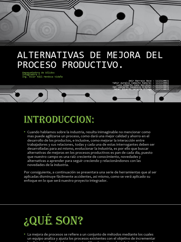Alternativas de Mejora Del Proceso Productivo | PDF | Business | Planificación
