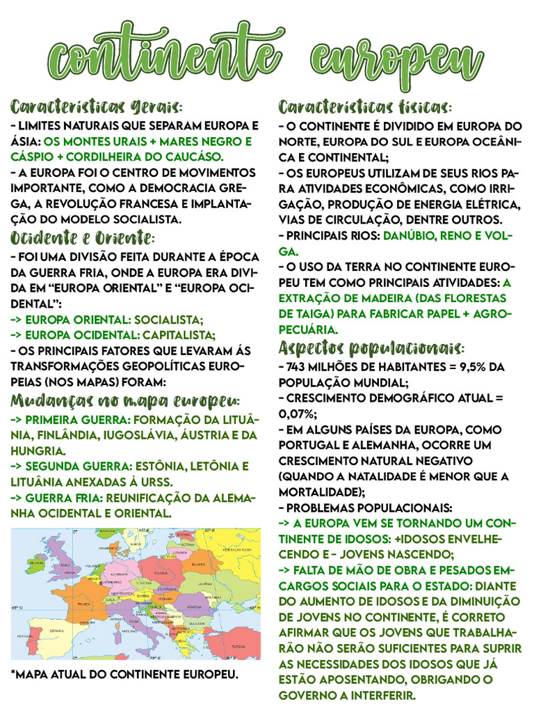 Continente Europeu - Resumo | PDF