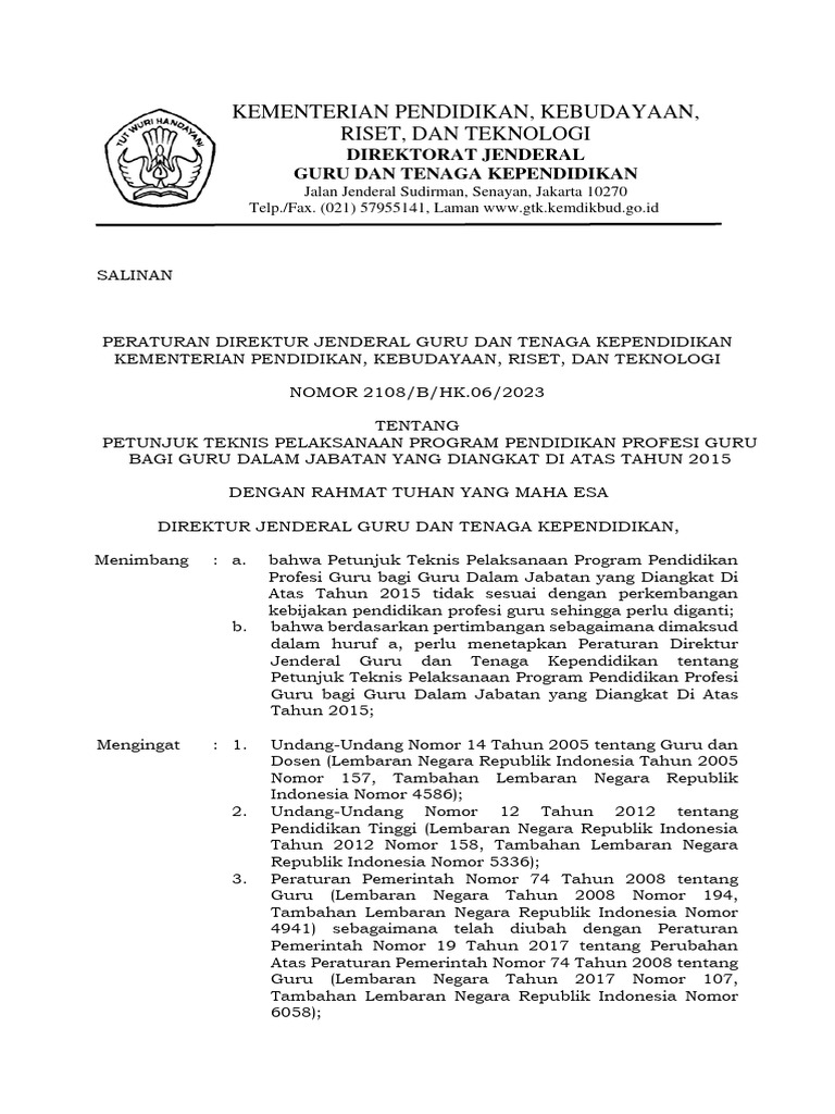 SALINAN Perdirjen Juknis PPG Daljab 2023 - Kategori 2 - FIX | PDF SALINAN Perdirjen Juknis PPG Daljab 2023 - Kategori 2 - FIX | PDF