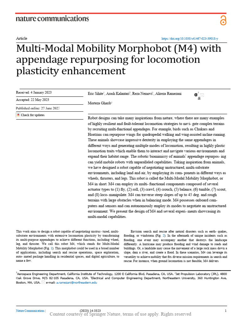 Multi-Modal Mobility Morphobot M4 With Appendage R | PDF | Robotics ...