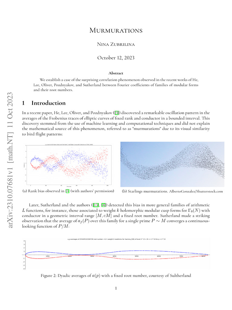 Murmurations: Nina Zubrilina October 12, 2023 | PDF