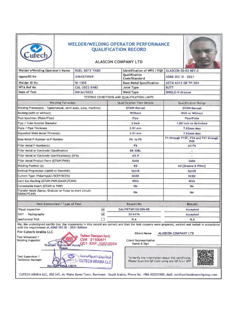 Ruel Bote Welder Details | PDF
