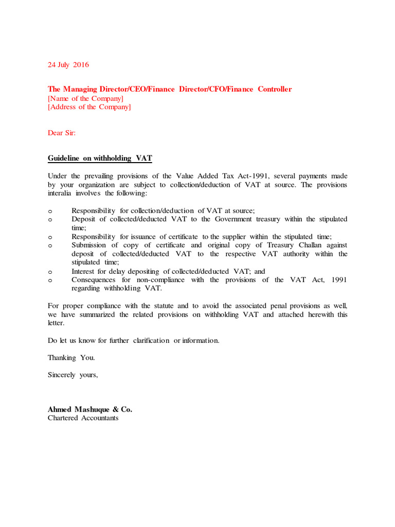 VAT Withholding Guide for CFOs | PDF | Value Added Tax | Invoice
