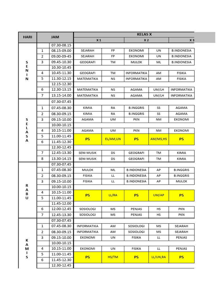 Roster 2023-2024 Sem 1 Dan p5 Perbaikan | PDF