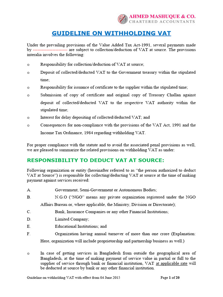 Withholding VAT Guideline 2015-2016 | PDF | Value Added Tax | Taxes