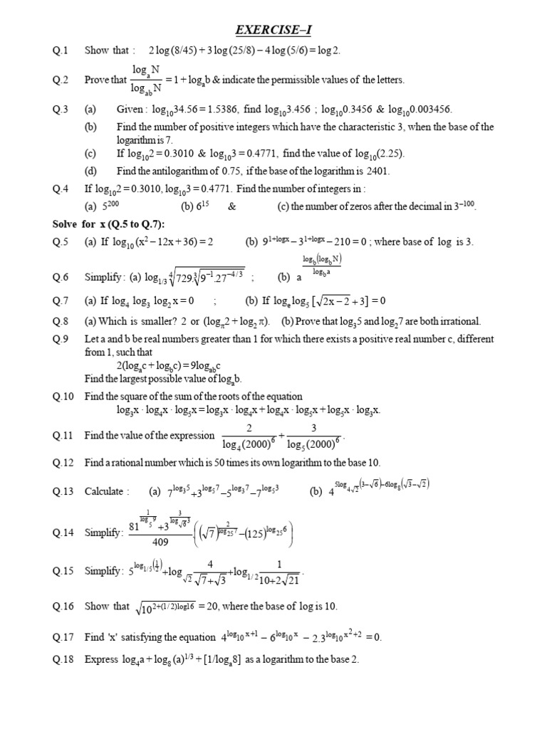 Log Assignment | PDF | Logarithm | Numbers