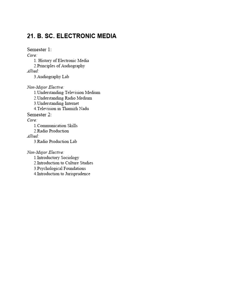 Electronic Media Syllabus | PDF | Communication | Color