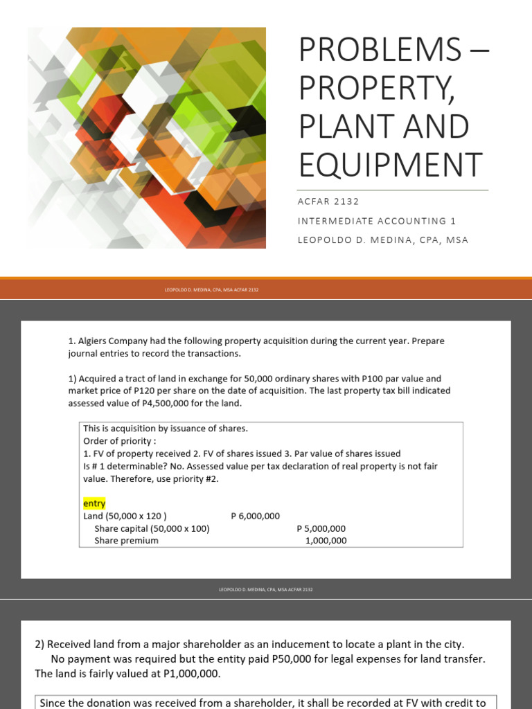 2 A Problems Property Plant And Equipment PDF Discounting Cost