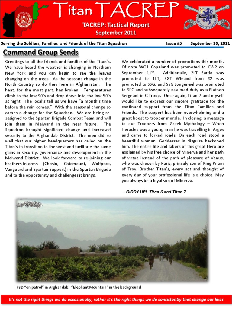 September Titan TACREP | PDF | Staff Sergeant | Platoon