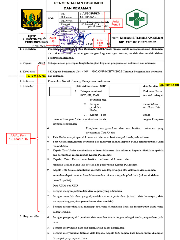 CONTOH SOP KMP 1.2.2.c | PDF