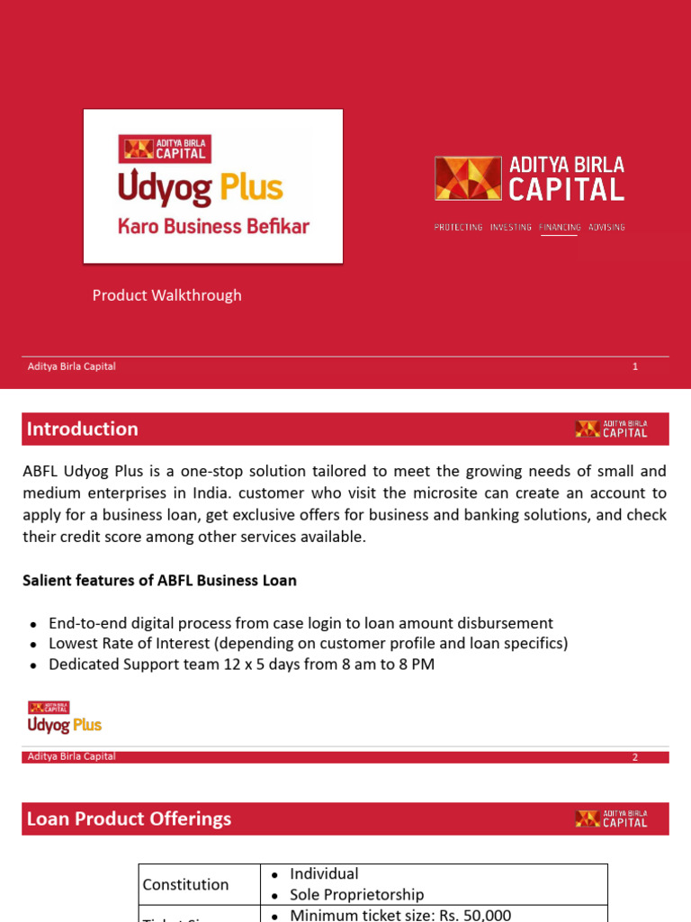 ABFL Udyog Plus - Walkthrough | PDF