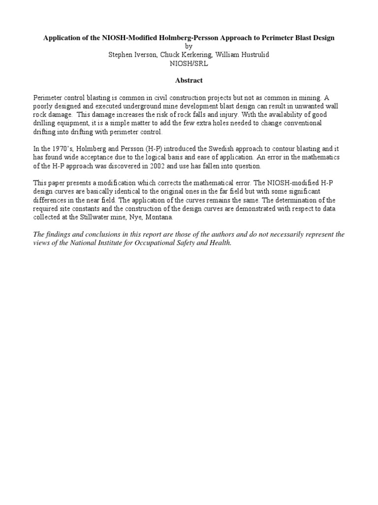 Algoritmo Holmberg Persson Voladuras | PDF | Waves | Mass