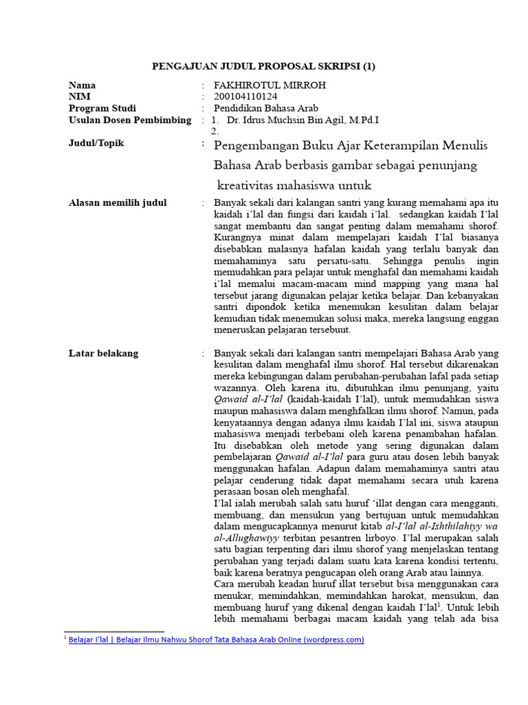 Pengajuan Judul Proposal Skripsi | PDF