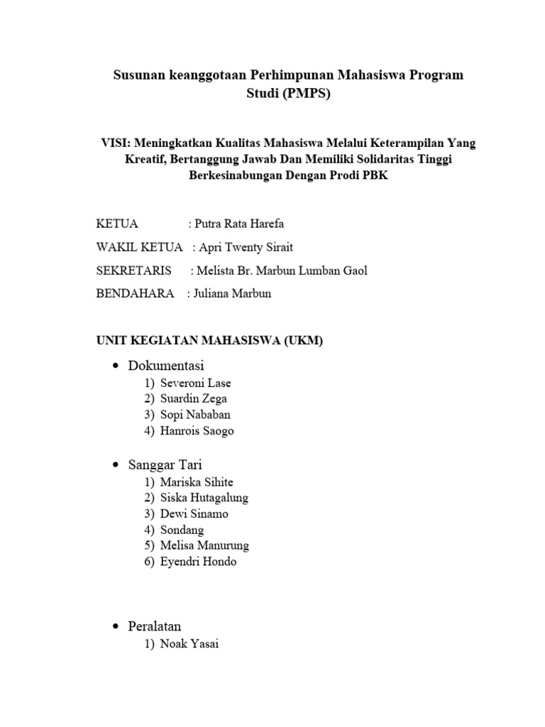 Susunan Keanggotaan Perhimpunan Mahasiswa Program Studi | PDF