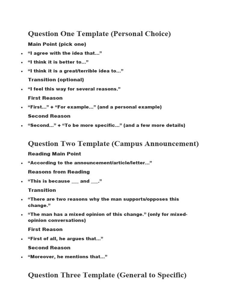 Speaking Templates | PDF
