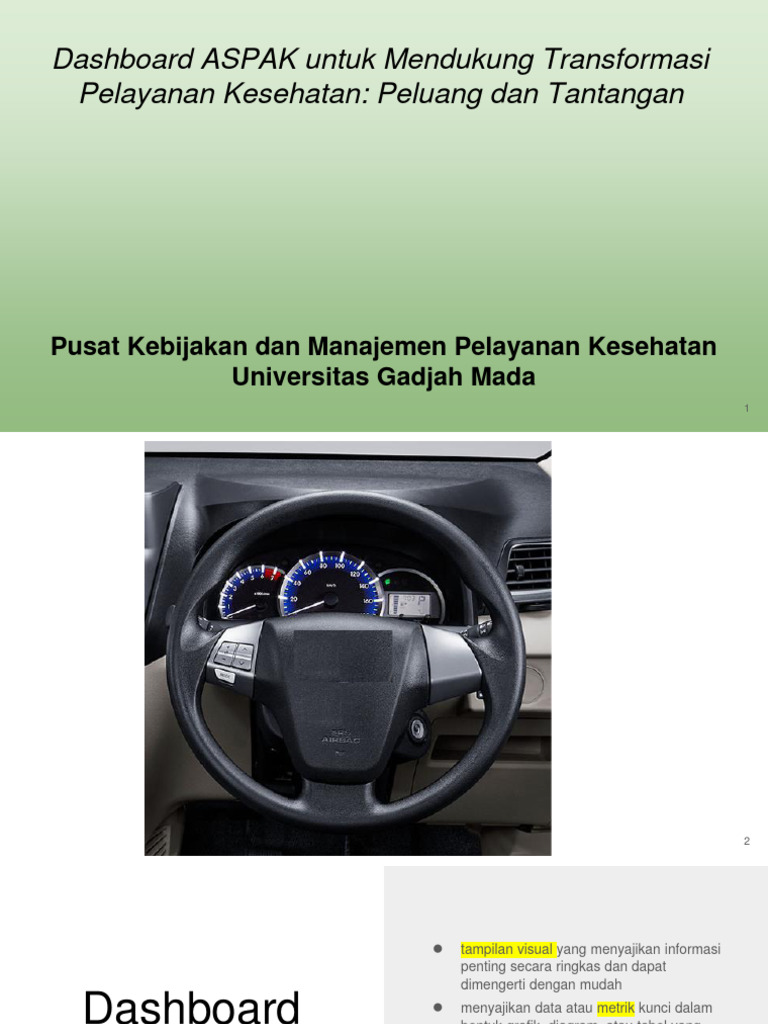 Pengantar Pelatihan Dashboard ASPAK Transformasi Sistem Kesehatan - Anis Fuad, DeA | PDF