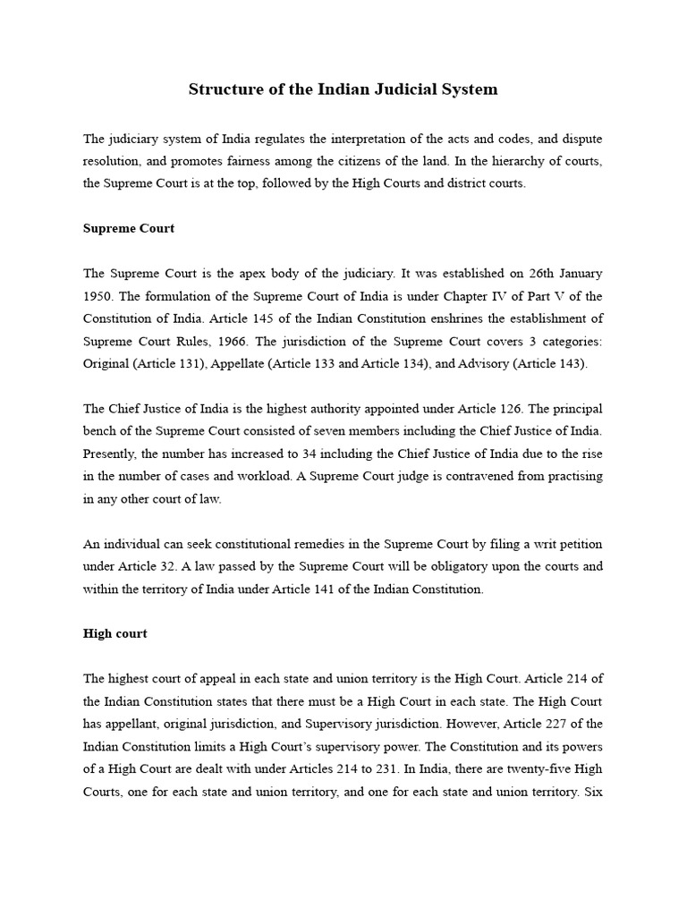 Structure of The Indian Judicial System | PDF