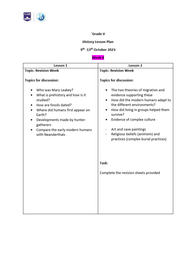 Grade V History Week 8 | PDF