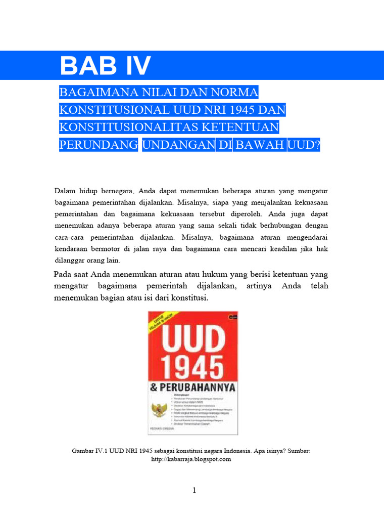 Nilai Dan Norma Konstitusi UUD NRI 1945 | PDF