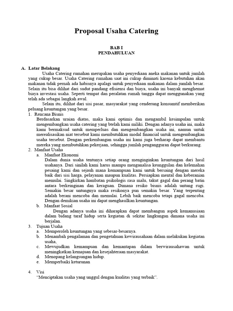 Contoh Proposal Usaha Catering | PDF