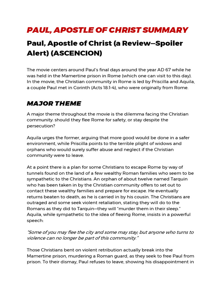 PAUL-APOSTLE-OF-CHRIST-COMPILATION-OF-SUMMARY | PDF | Paul The Apostle | Saint Peter
