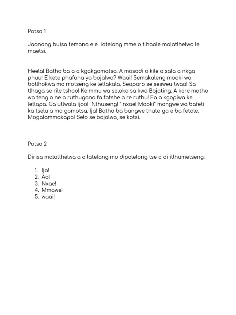 Maetsi Le Malatlhelwa | PDF