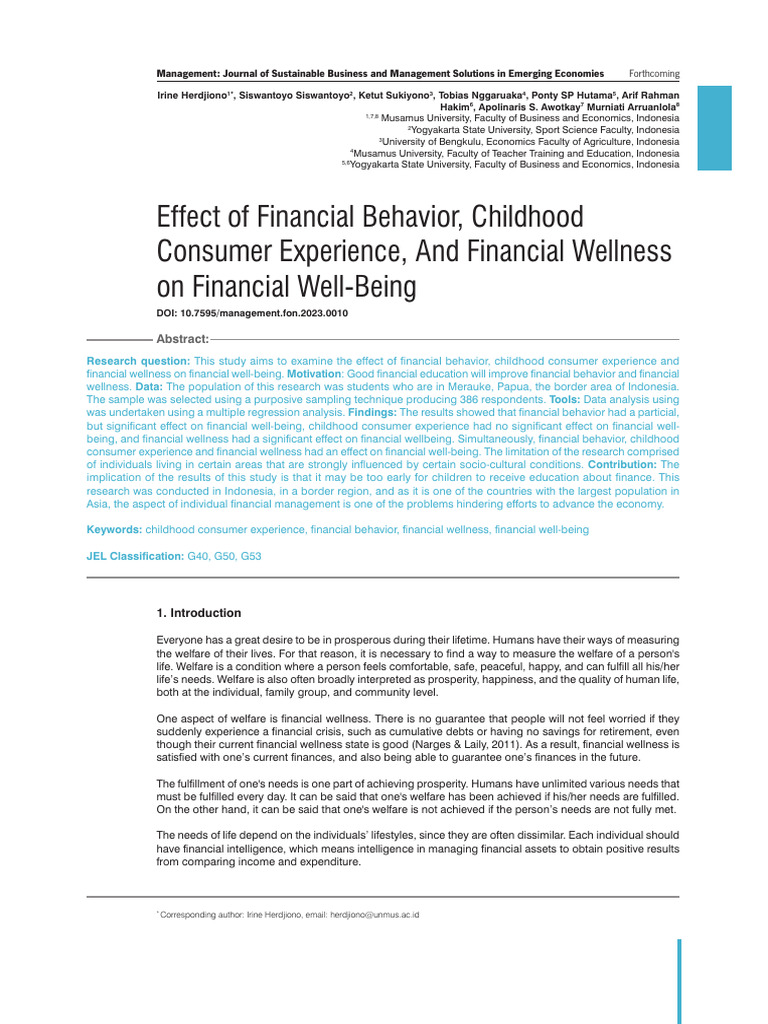 Effect of Financial Behavior Childhood Consumer Ex | PDF | Coefficient ...
