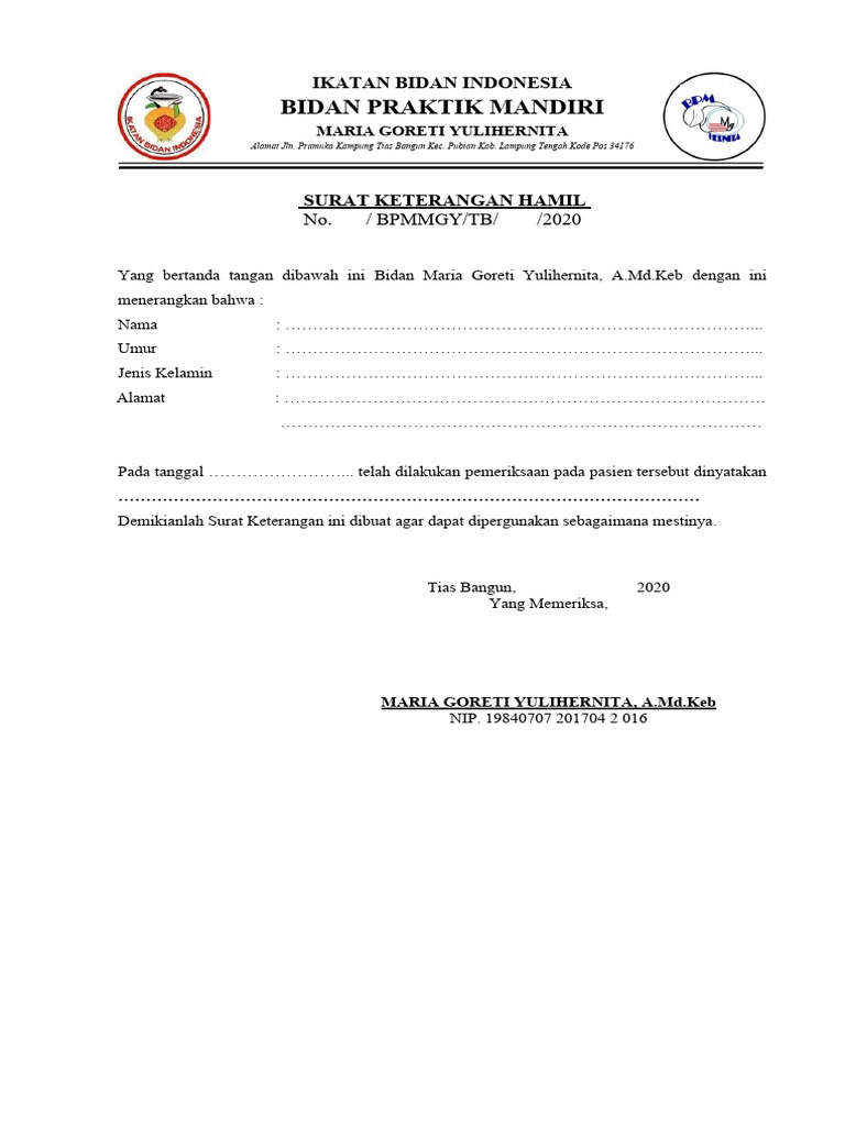 Surat Keterangan Hamil Dan Tt Pdf