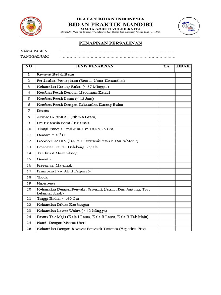 Penapisan Persalinan Nita | PDF