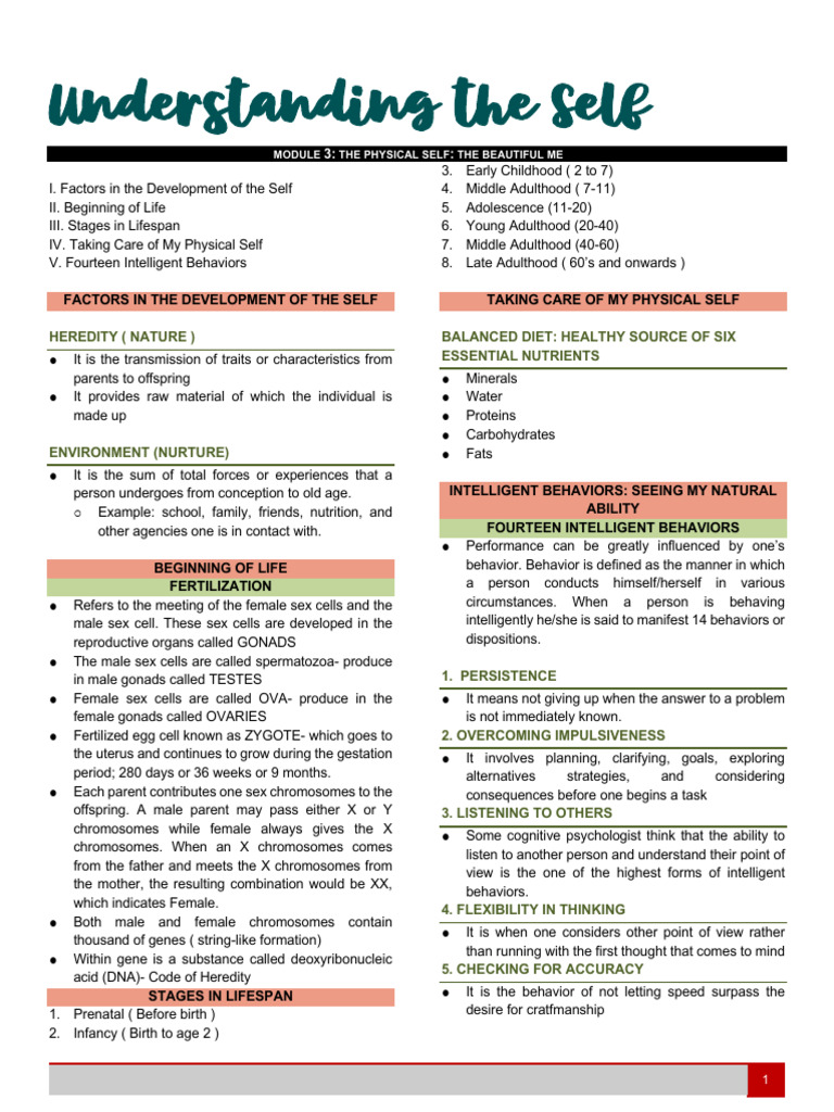 Module 3 - The Physical Self | PDF | Sex | Creativity
