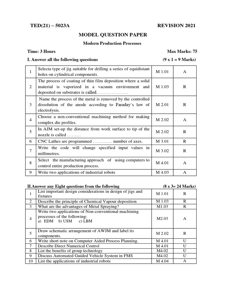 Ted (21) - 5023A Revision 2021 Model Question Paper | Download Free PDF ...