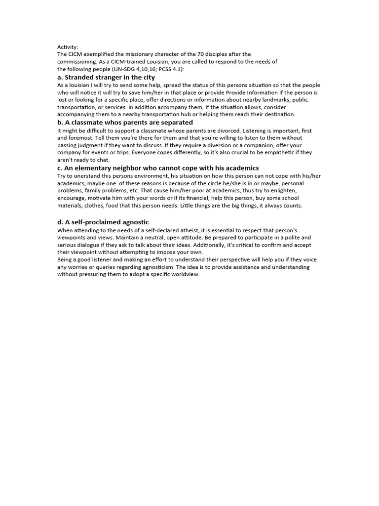 Module 1 - Missionary Response | PDF