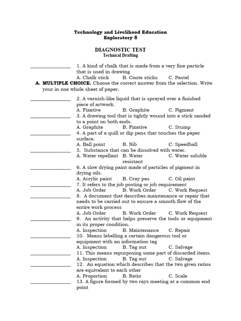 Technical Drafting PRE TEST | PDF | Circle | Geometry