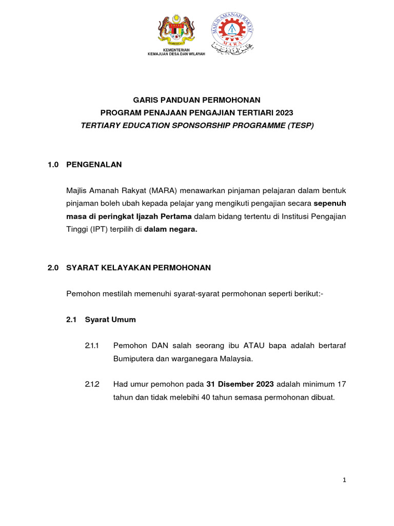 Garis Panduan Permohonan | PDF