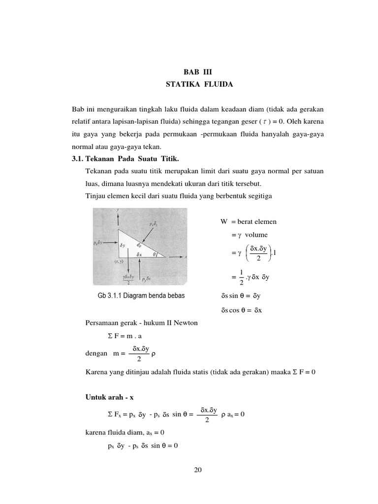 Statika Fluida: Tekanan dan Variasi | PDF