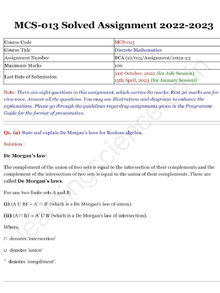 MCS-013 (2022-23) Solved Assignment | PDF