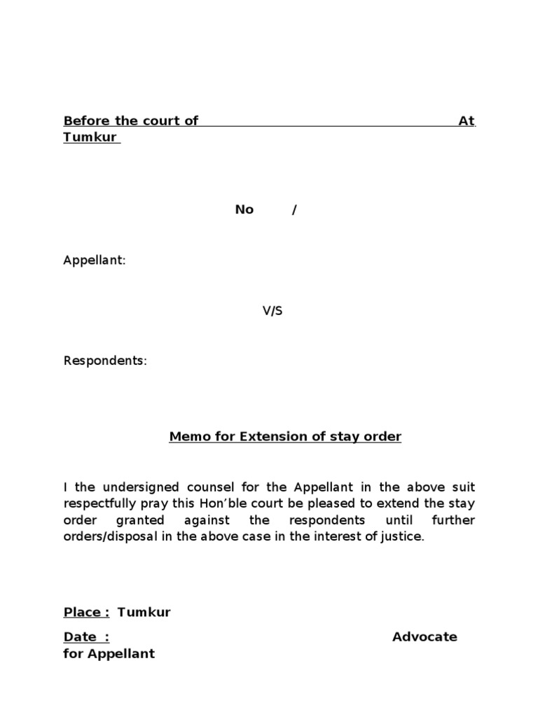 Memo for Stay Order Extension | PDF | Government | Virtue
