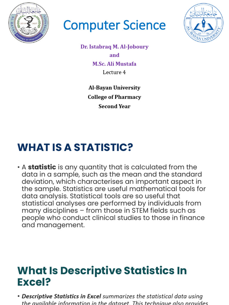 Lecture 4 - Computer Science - Dr. Istabraq M. Al-Joboury | PDF