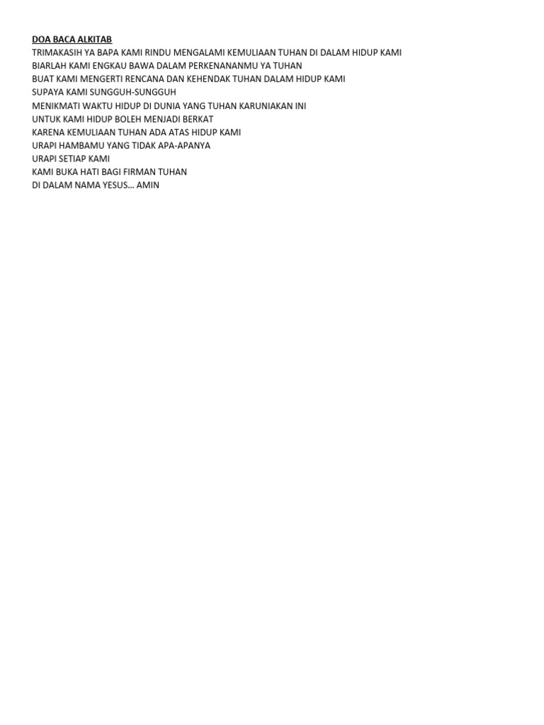 Doa Baca Alkitab | PDF | Seni & Disiplin Bahasa | Agama & Spiritualitas
