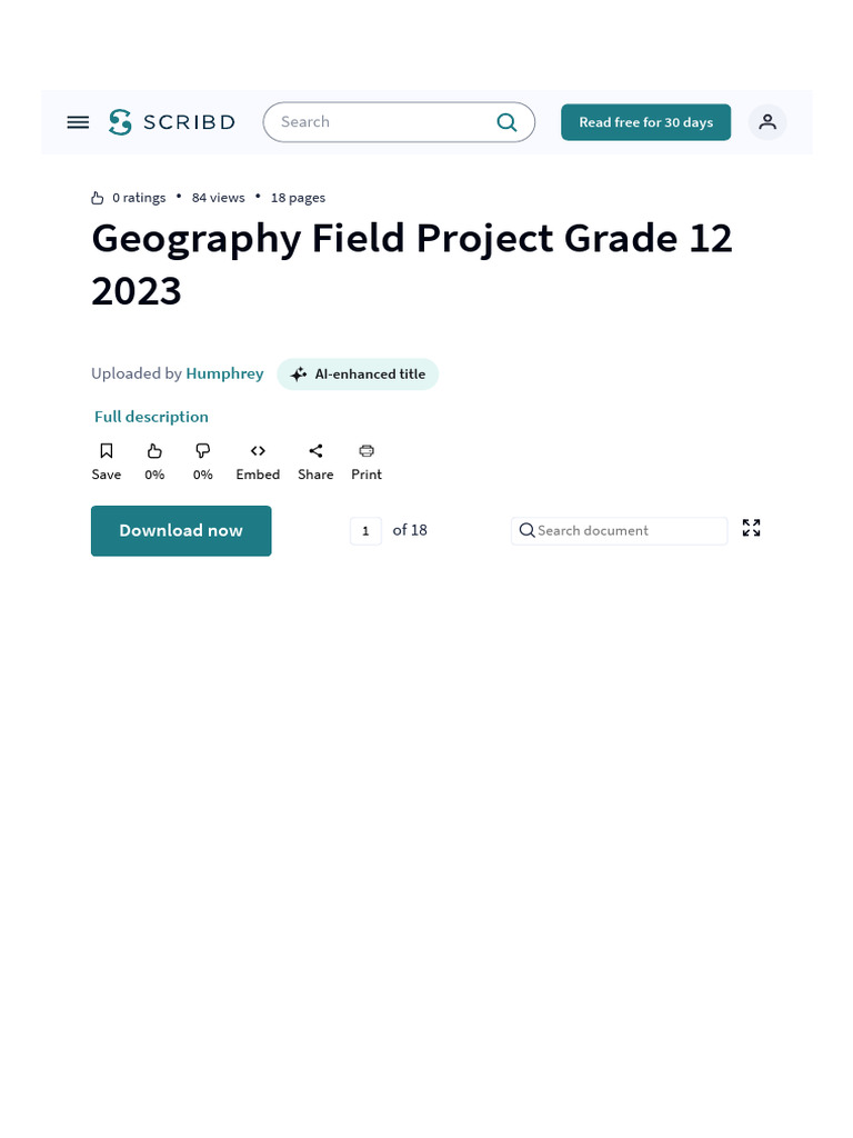 Geography Field Project Grade 12 2023: Download Now | PDF