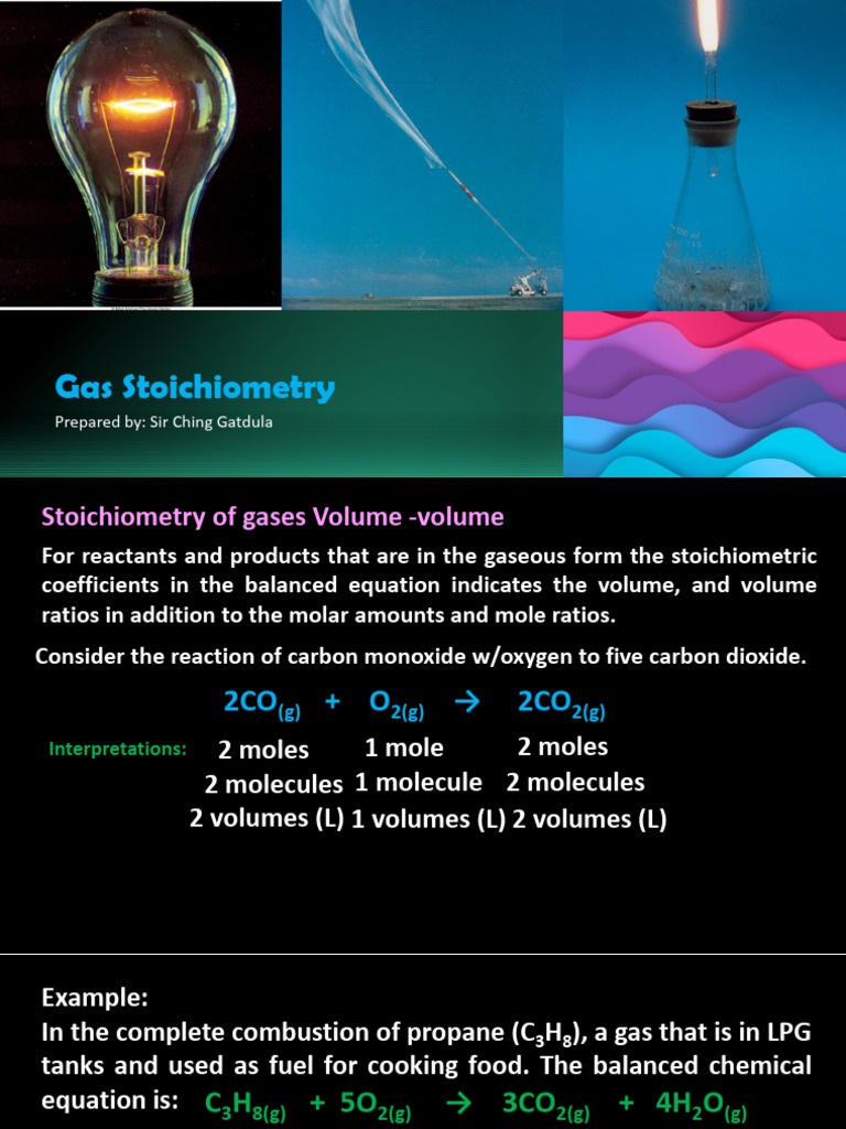 Gas Stoichiometry | PDF | Stoichiometry | Propane