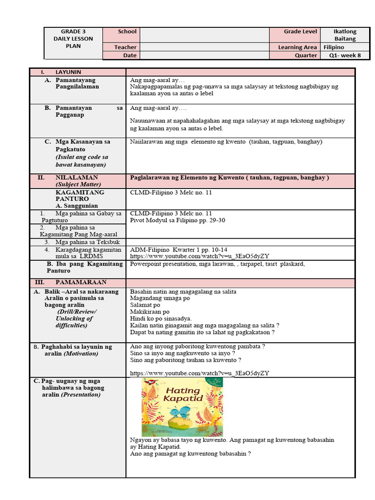 Cot- Filipino 3 q1 w8 - -.Docx | PDF