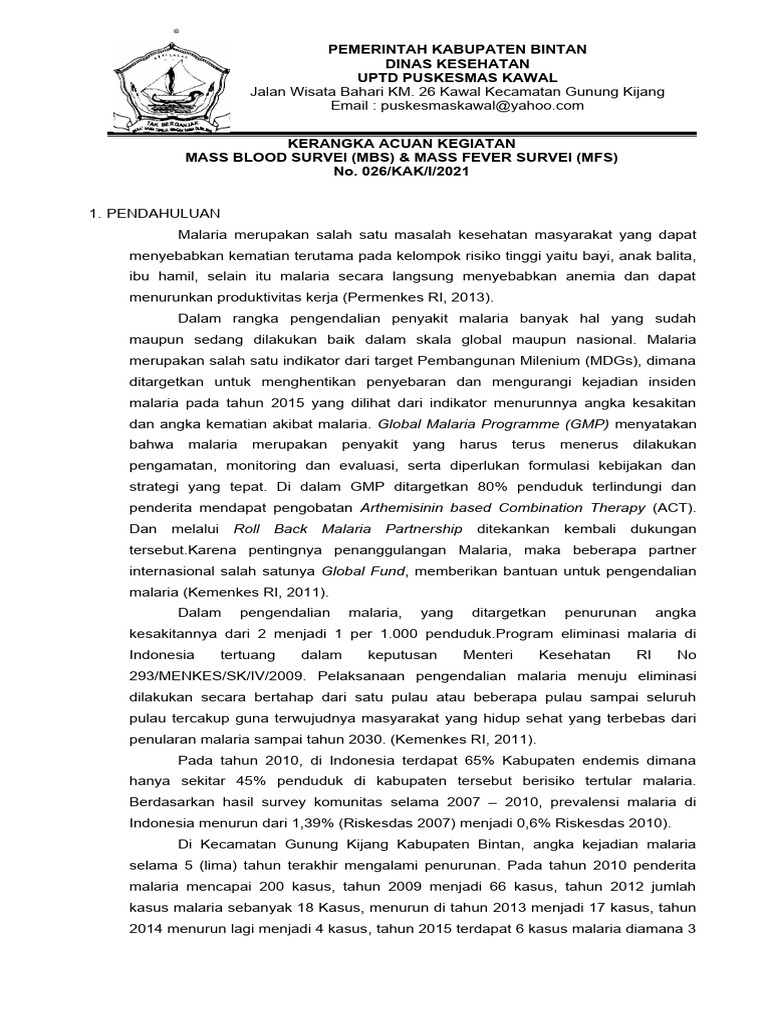 Malaria-5. KAK MBS - 2021 | PDF
