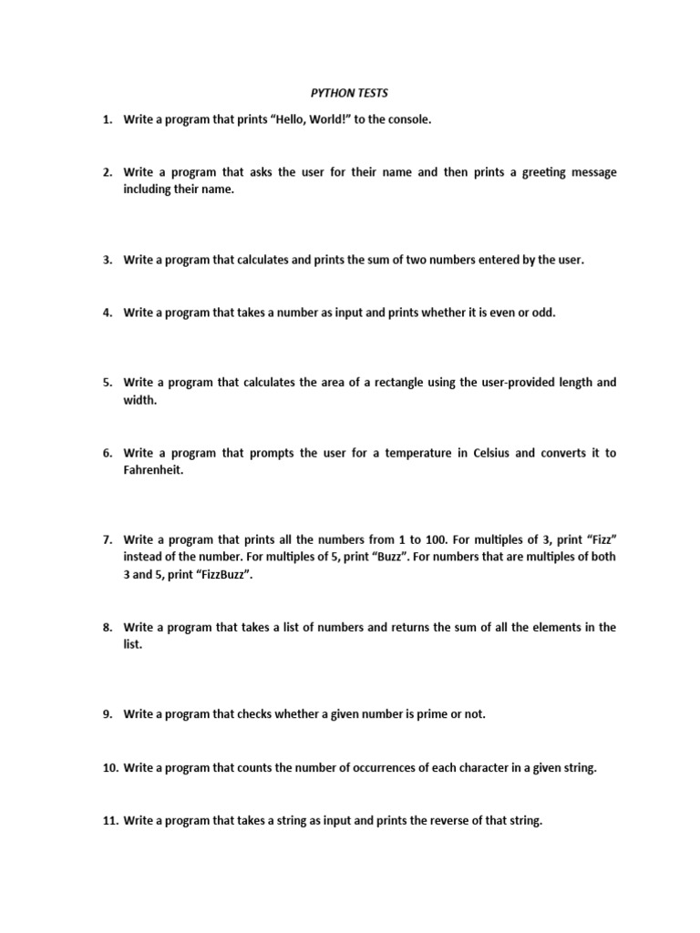 Python Tests | PDF | String (Computer Science) | Numbers