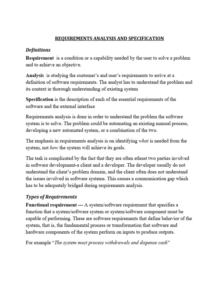 Requirements Analysis And Specification Pdf Brainstorming System