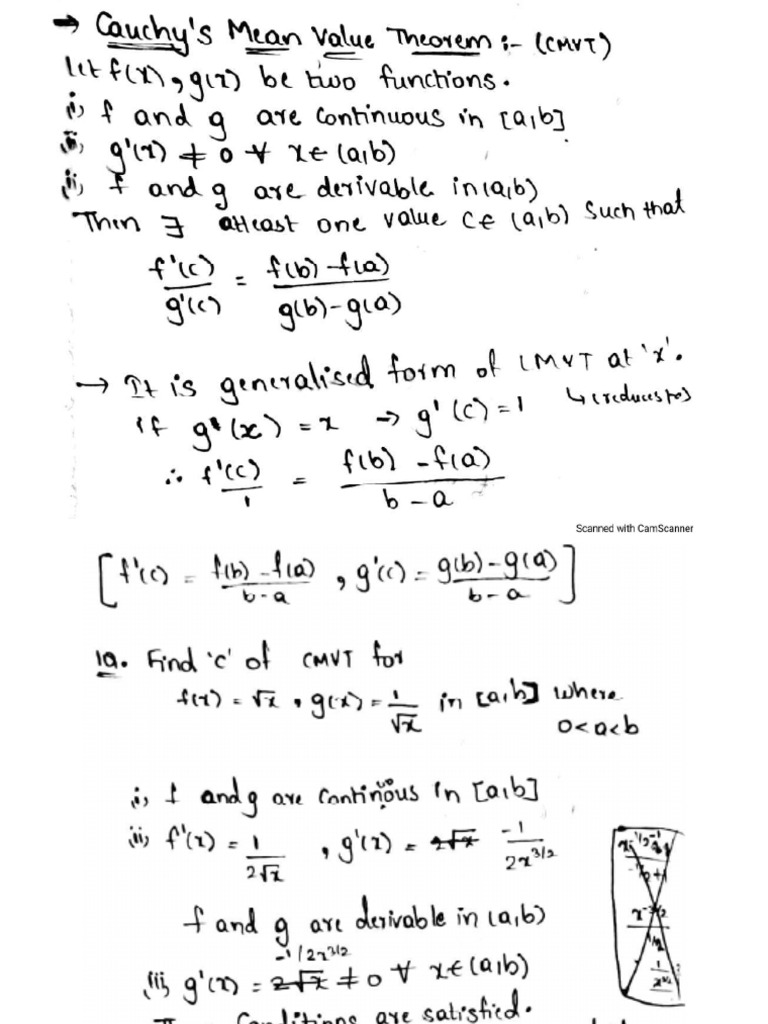Cauchy's Mean Value Theorem | PDF Cauchy's Mean Value Theorem | PDF