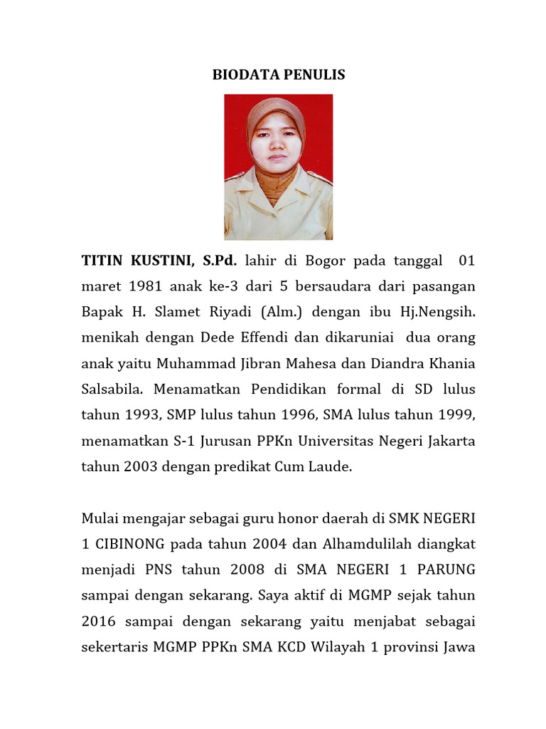 BIODATA TITIN | PDF