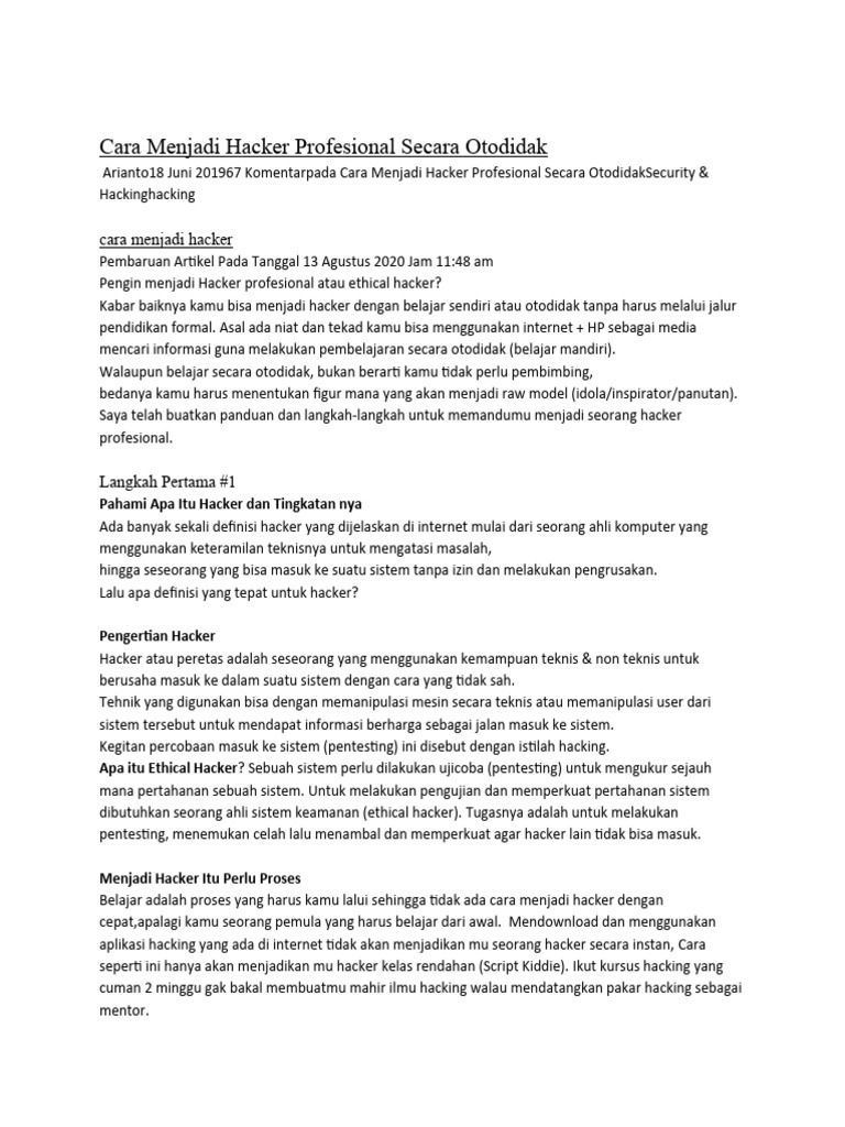 Belajar Menjadi Hacker Handal | PDF | Karier & Perkembangan | Teknologi ...
