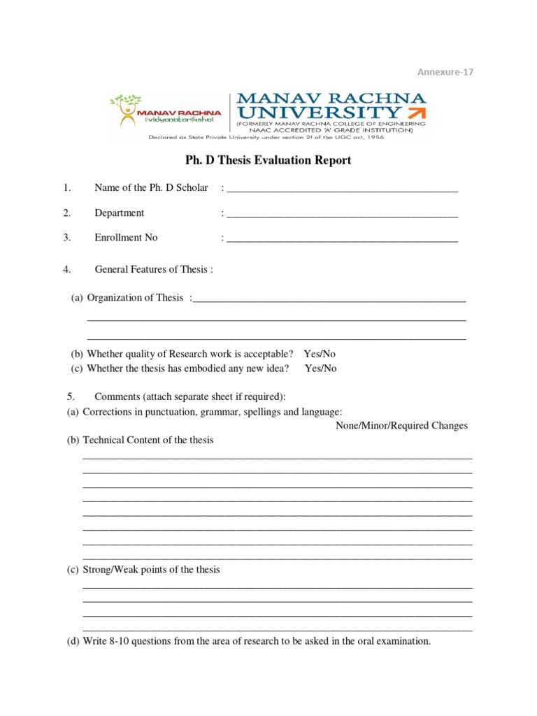 A 17 Thesis Evaluation Report | Download Free PDF | Thesis | Human Communication